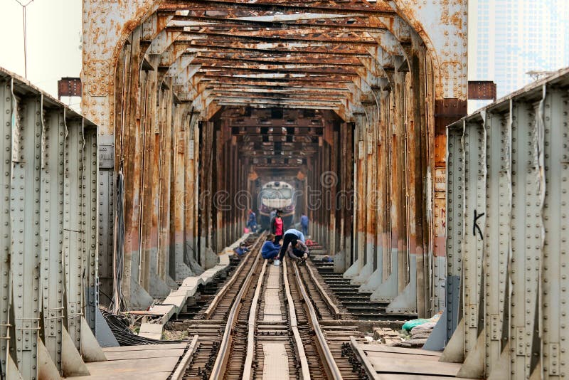 Beautiful Shot of People Working on a Train Track Stock Image - Image ...