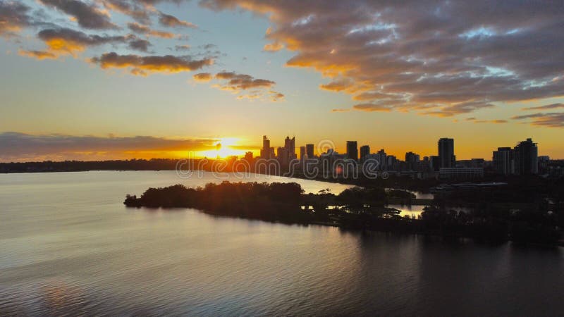 Beautiful Shot of the Perth City Skyline at Sunset Stock Image - Image ...