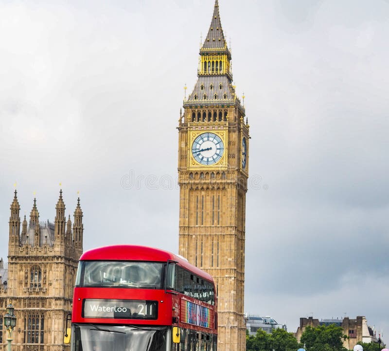 Beautiful Shot of a Red Bus with Big Ben in the Background Editorial ...