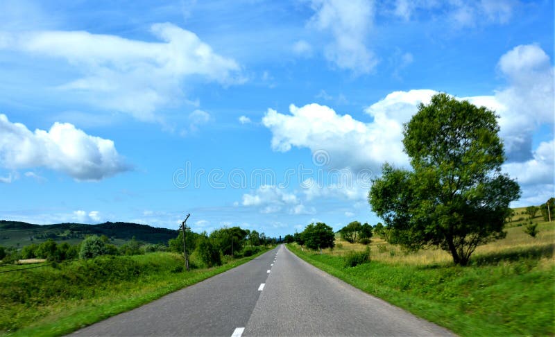 Beautiful Shot of a Road with Trees Alongside Stock Image - Image of ...
