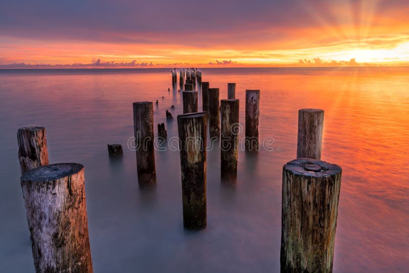 Beautiful Shot of a Scenic Sunset at the Beach Stock Photo - Image of ...