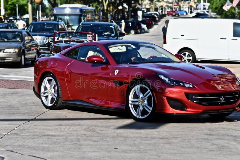 Shiny Red Ferrari Parked on Street Sports Car Editorial Photography ...