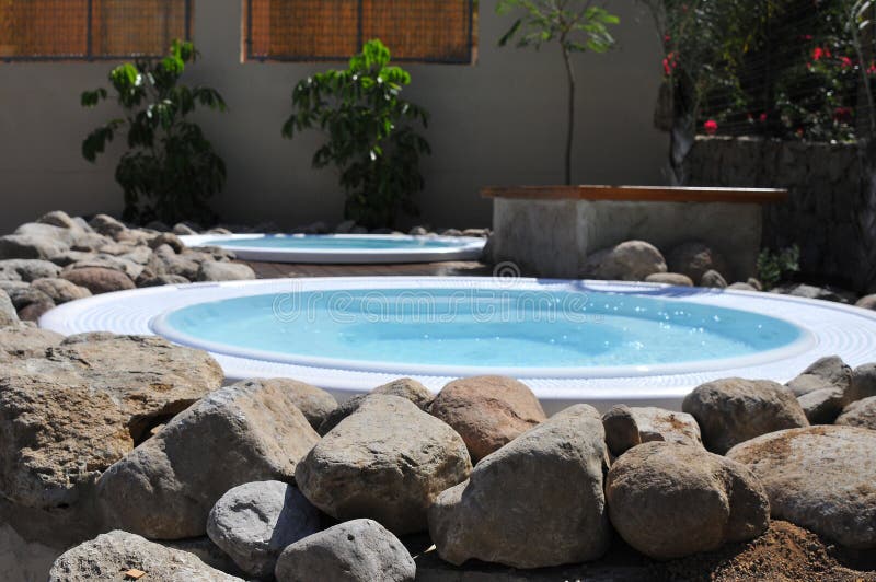 Beautiful Shot of Small Round Inground Swimming Pools Under the ...