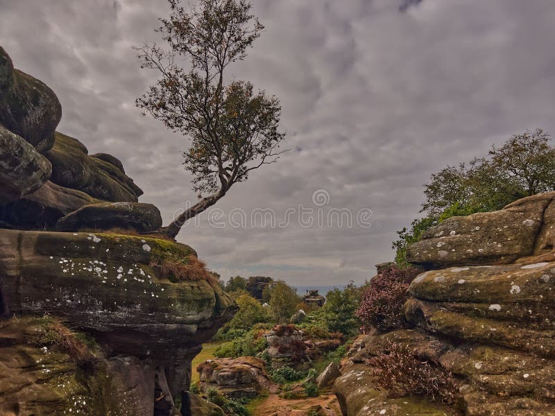 Beautiful Shot of Stone Cliffs with Greenery Under Gray Cloudy Sky ...