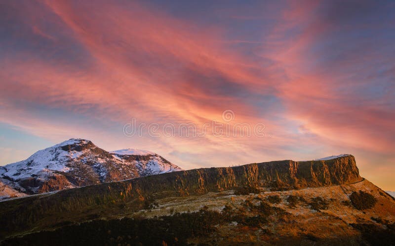 Beautiful Shot of a Summit of a Mountain during a Sunset Stock Image ...