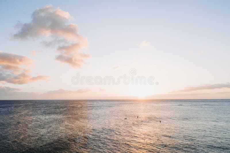 Beautiful Shot of a Sunrise in the Open Sea with a Clear Blue Sky Stock ...
