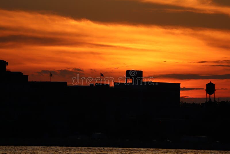 Beautiful Shot of a Sunset Over the Buildings Stock Image - Image of ...