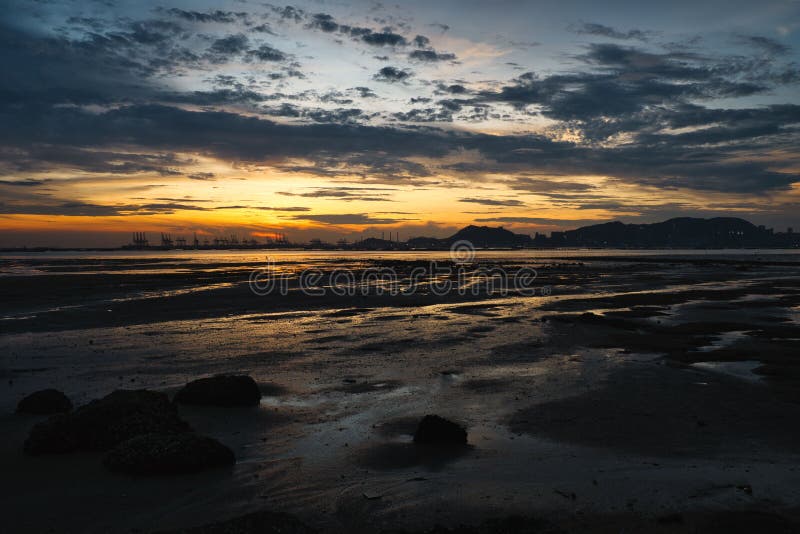 Beautiful Shot of a Sunset Sky Over the Water Stock Photo - Image of ...