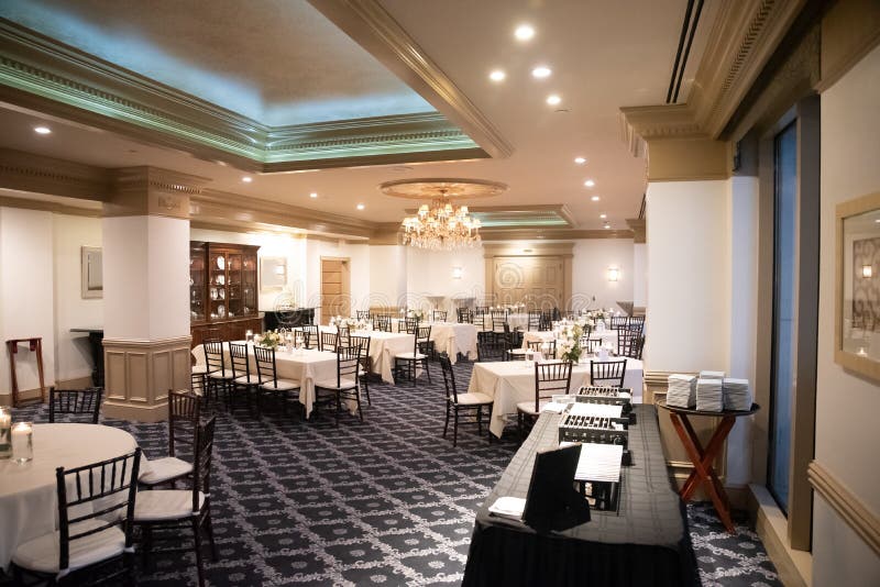 Beautiful Shot of Tables, Chairs, and Decorations at the Venue Stock ...