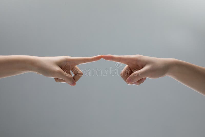 Beautiful Shot of Two Hands Pointing at Each Other Stock Photo - Image ...