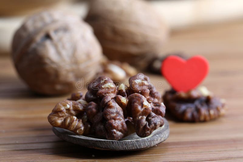 Walnutand heart stock image. Image of closup, cover - 119676427