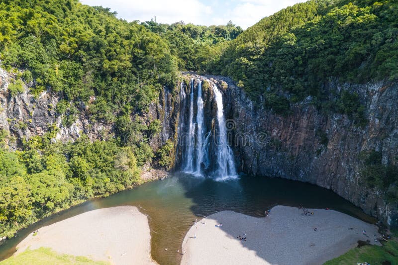 Beautiful Shot of a Waterfall Flowing Down from Cliffs Stock Photo ...