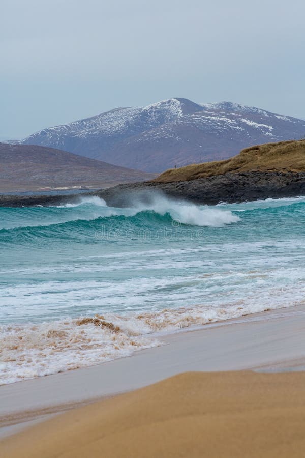 Beautiful Shot of Waves Washing Up the Shore in Harris, Outer Hebrides ...