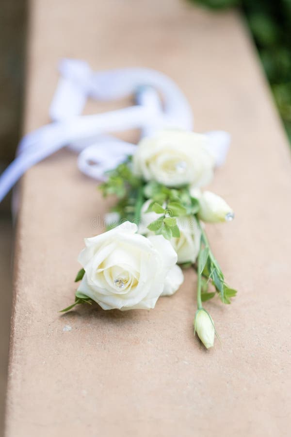 Beautiful Shot of White Wrist Corsage Stock Photo - Image of dress ...