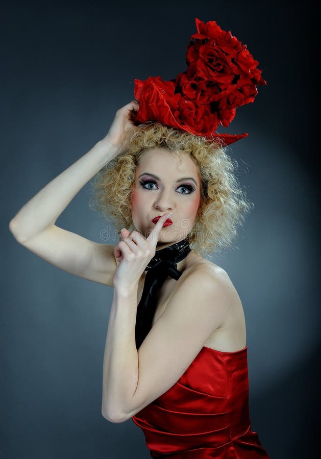 Beautiful Show Cabaret Girl with Stage Make-up Stock Image - Image of ...