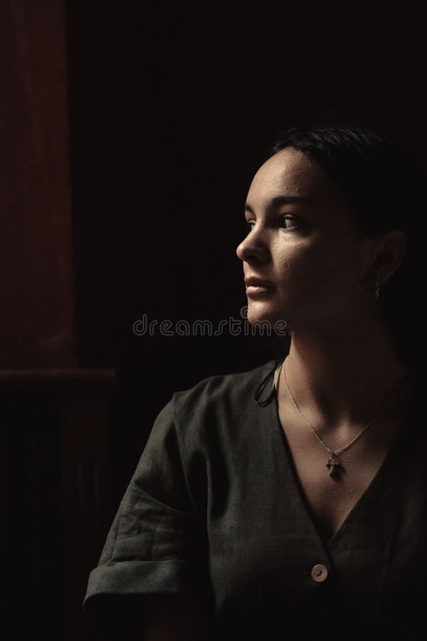 Beautiful Side View Portrait of an Attractive Female Stock Photo ...