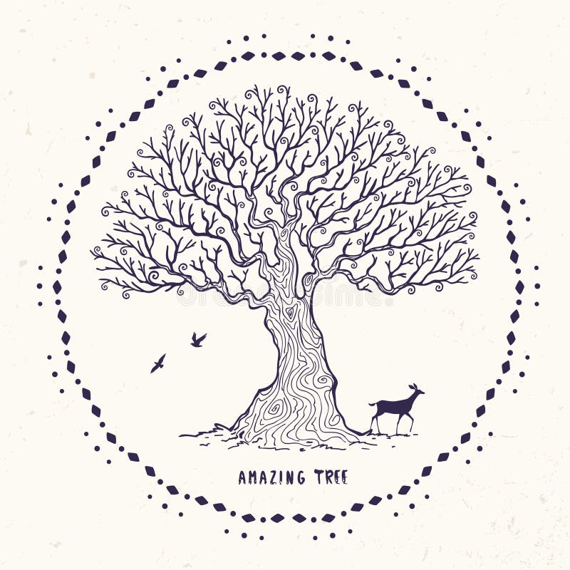 Amazing magic tree stock vector. Illustration of card - 240038871