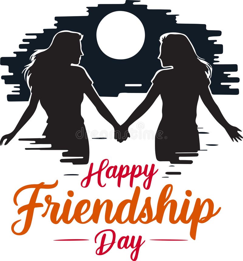 A Beautiful Silhouette Image for Friendship Day Stock Vector ...