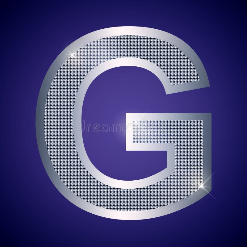 Beautiful Silver Letter G with Brilliants. Vector Font, Alphabet ...