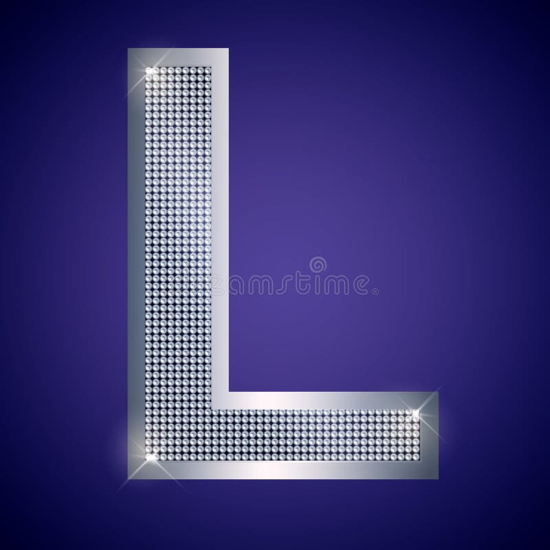 Beautiful Silver Letter L with Brilliants. Vector Font, Alphabet ...