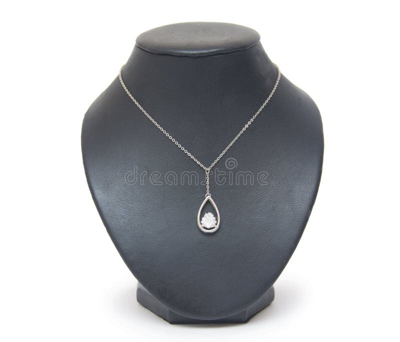 Beautiful Silver Necklace on Mannequin Isolated on White Stock Photo ...