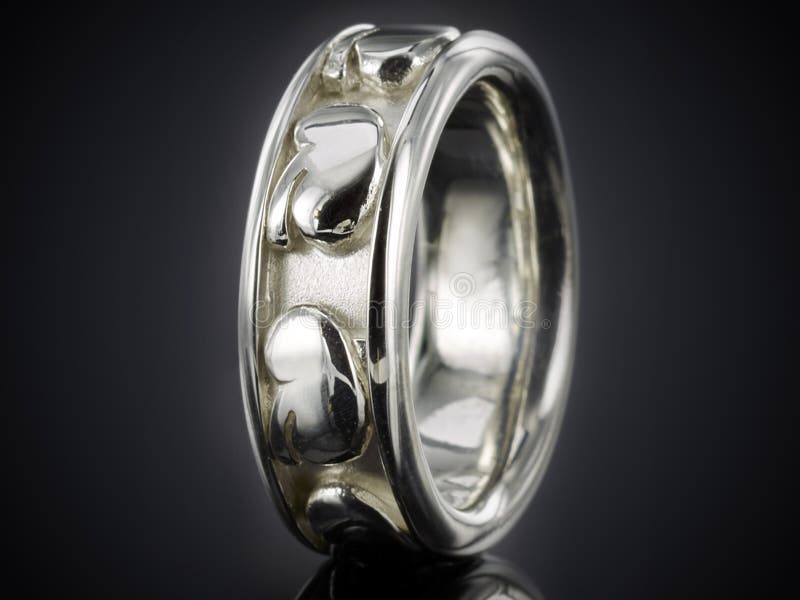Beautiful Silver Ring Isolated on Black Background Stock Photo - Image ...