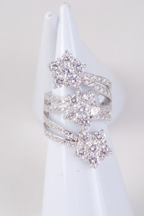 Beautiful Silver Ring Isolated on White Stock Image - Image of jewelry ...