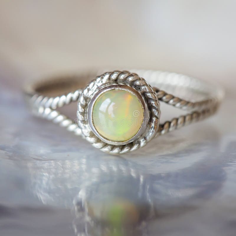 Beautiful Silver Ring with Natural Gemstone Stock Photo - Image of ...