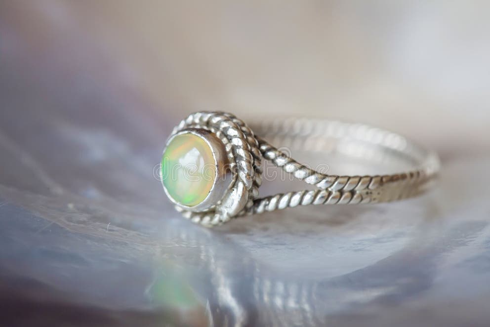 Beautiful Silver Ring with Natural Gemstone Stock Photo - Image of ...