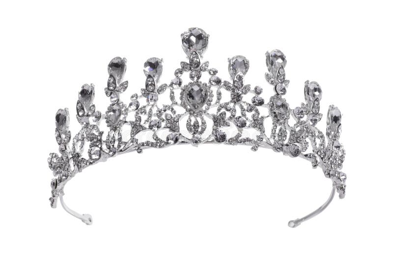 Beautiful Silver Tiara with Diamonds Isolated on White Stock ...