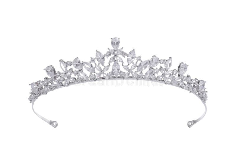 Beautiful Silver Tiara with Diamonds Isolated on White Stock Image ...