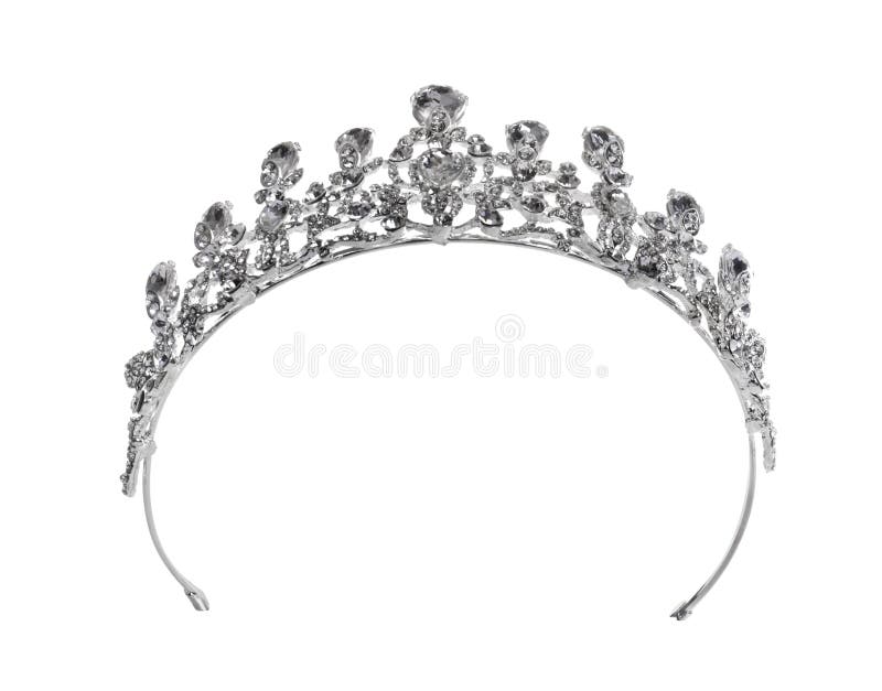 Beautiful Silver Tiara with Diamonds Isolated on White Stock Photo ...