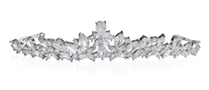 Beautiful Silver Tiara with Diamonds Isolated on White Stock Photo ...