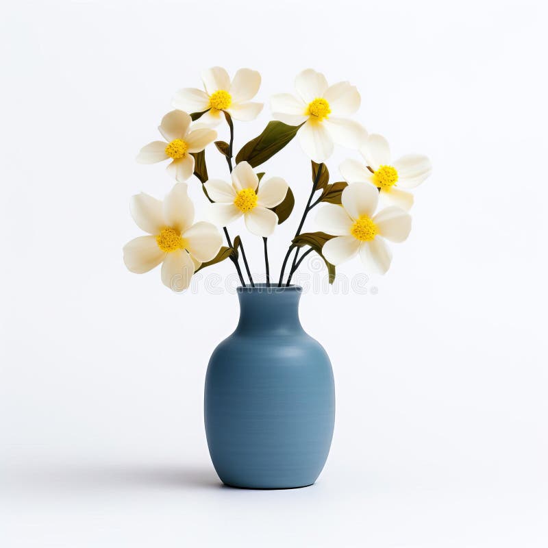 Beautiful Simple Ceramic Vase with Flowers on White Stock Illustration ...
