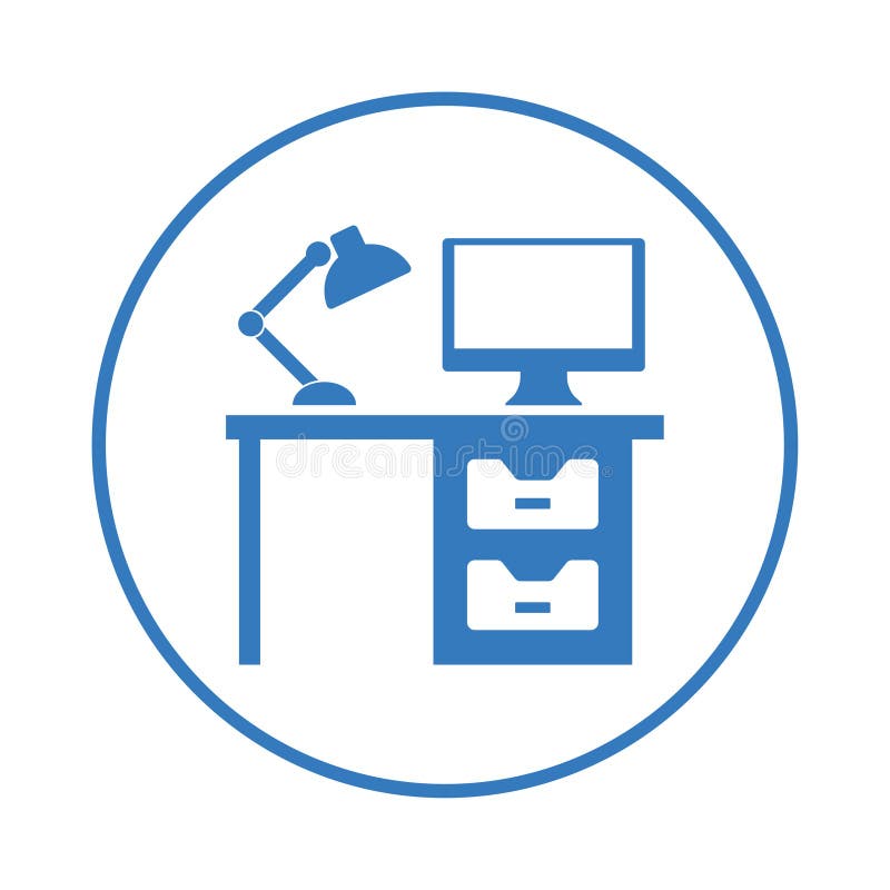 Computer Desk Icon Logo stock vector. Illustration of simple - 139714940