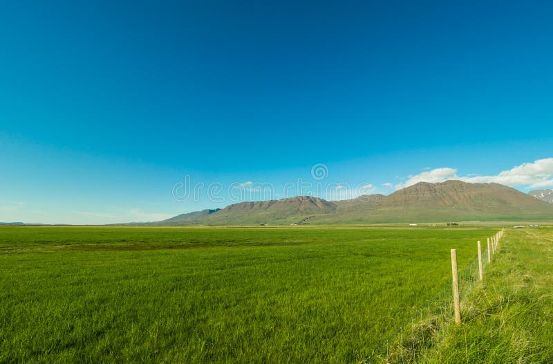 Beautiful Simple Landscape with Green Field and Mountains. Stock Image ...