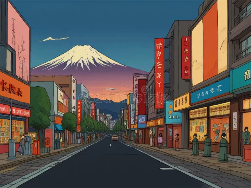 Beautiful Simulation Style Illustration of a Japanese Landscape Stock ...