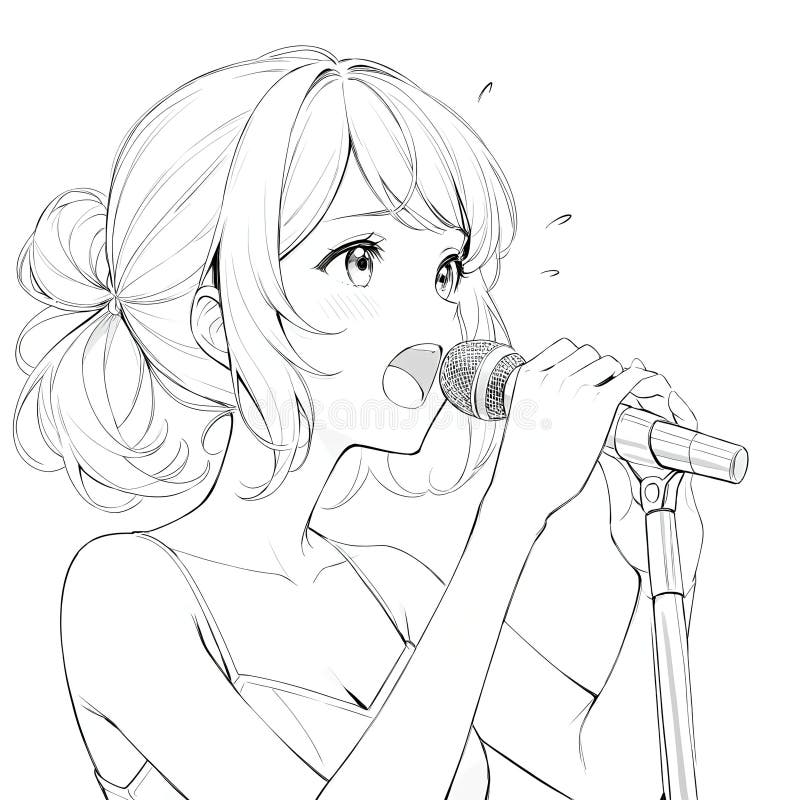 A Beautiful Singer Performing a Song, Pencil Sketch . Ai Image ...