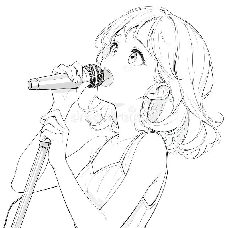 A Beautiful Singer Performing a Song, Enjoying Music, Karaoke Concept ...