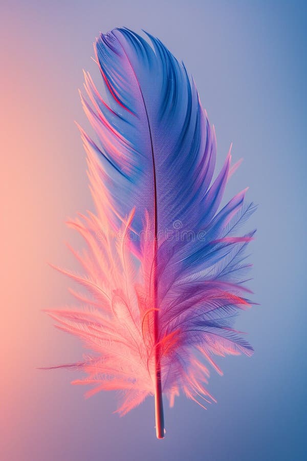 A Beautiful Single Feather Floating in the Air, with a Pastel ...
