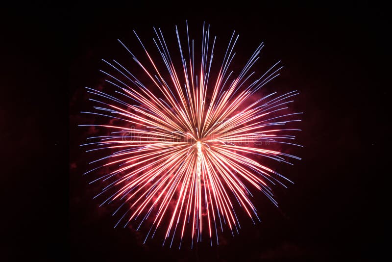 Single Red Firework Explosion Stock Photo - Image of july, celebration ...