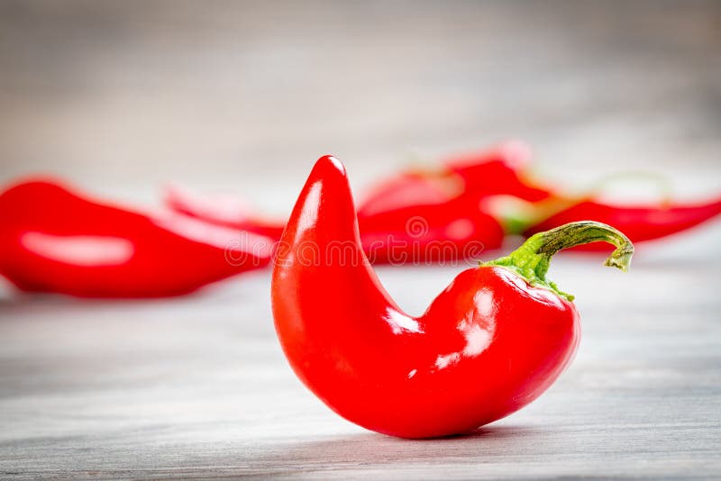 Beautiful Single Red Pepper On A Tabletop Stock Image - Image of green ...
