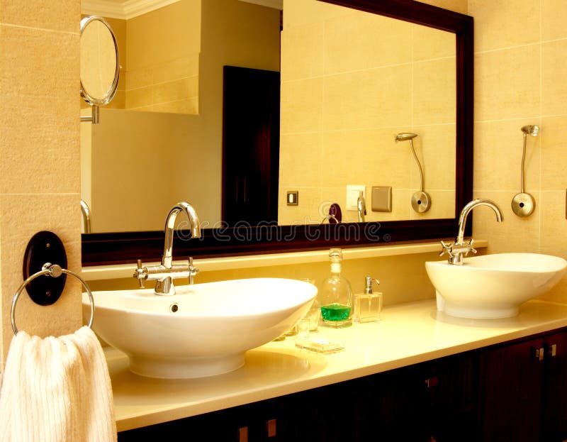 Beautiful Sink in a Bathroom Stock Image - Image of folded, bright: 3786487