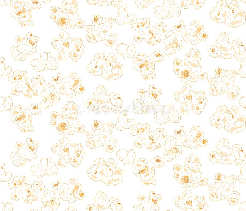 Popcorn Pattern. Hand Drawn Illustration. Bright Cartoon Illustration ...