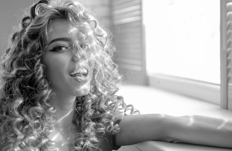 Beautiful Skin Woman With Healthy Curly Hair And Beauty Eyes Lashes