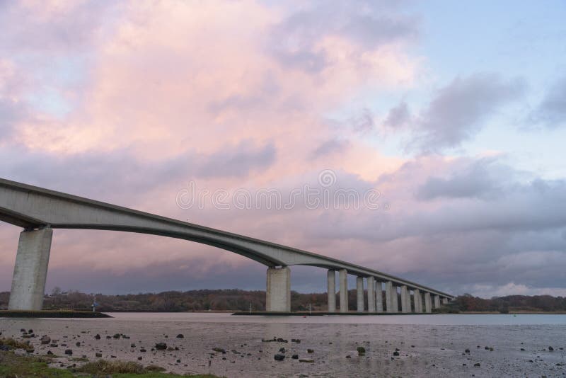 Beautiful Sky Above Orwell Bridge, Suffolk Stock Photo - Image of grass ...