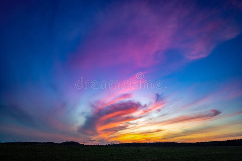 Beautiful Sky Background with Clouds after Sunset. Red Yellow Sky ...