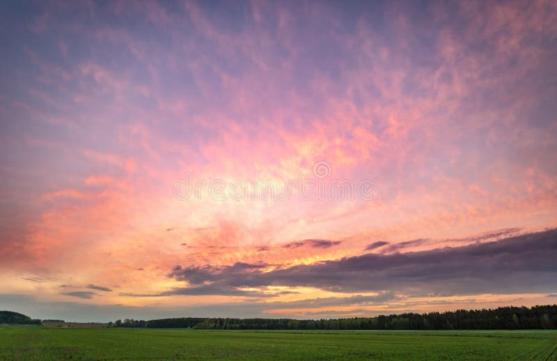 Beautiful Sky Background with Clouds after Sunset. Red Yellow Sky ...