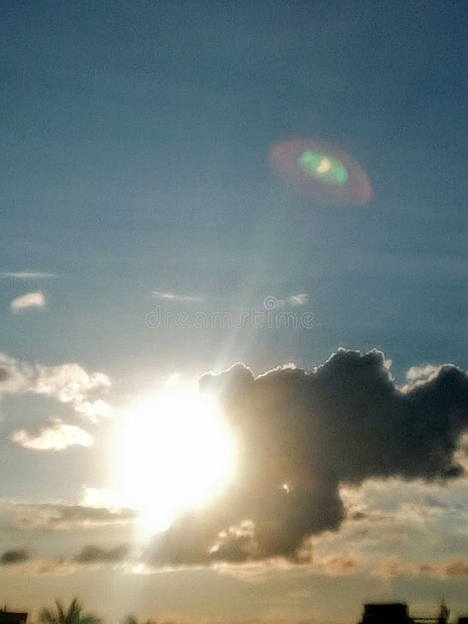 Beautiful Sky Blue Sun Ray with Cloud.. Stock Image - Image of ...