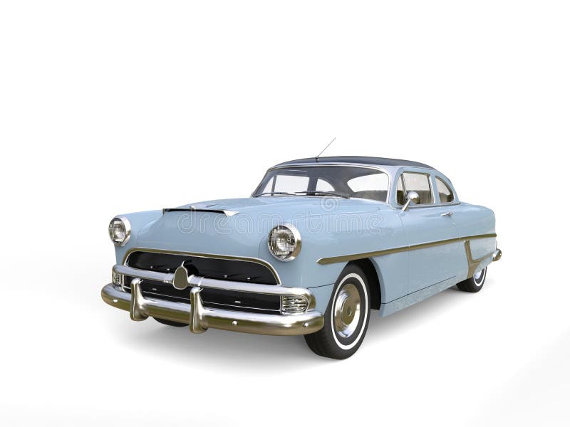 Beautiful Sky Blue Vintage Car - Studio Shot Stock Photo - Image of ...